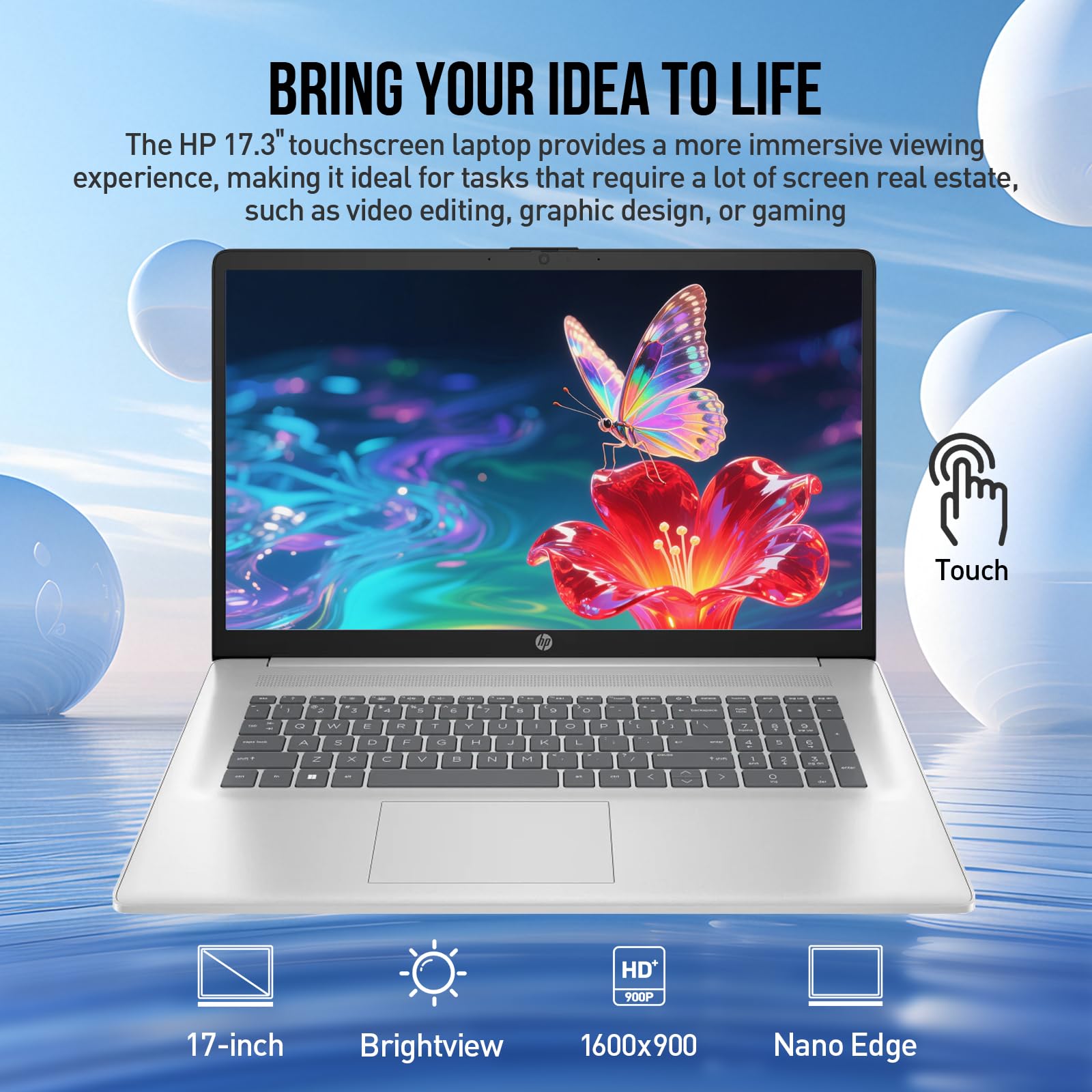 HP 17 Business Laptop Computer, 11th Gen Intel Core i5-1135G7, 17.3" FHD IPS Display, Windows 11 Pro, 32GB RAM, 1TB SSD, Wi-Fi 6, Bluetooth, Webcam, Backlit Keyboard, 32GB Tela USB Card