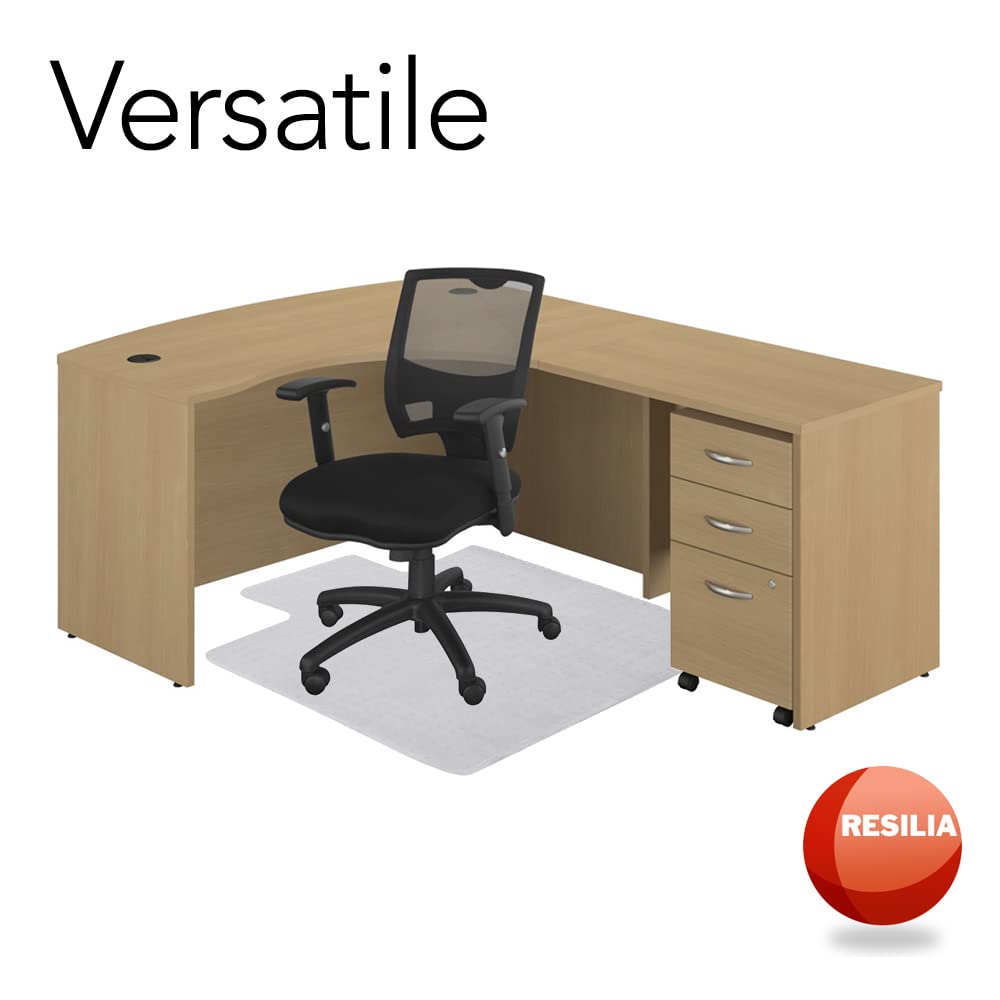 Resilia Office Desk Chair Mat - for Low Pile Carpet ( with Grippers ) Updated Clear Swirl Spiral Pattern, 36 Inches x 48 Inches, Made in The USA