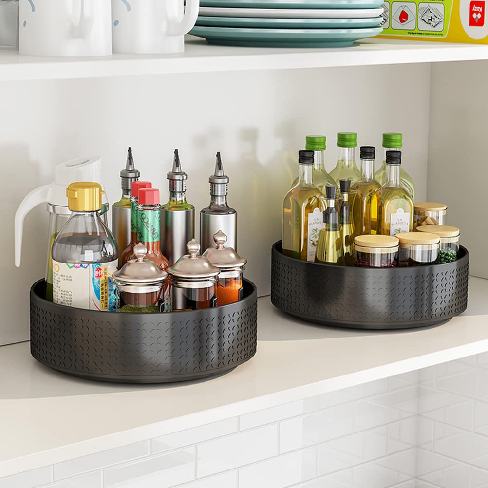 YunNasi Spinning Spice Rack Lazy Susan Rotating Spice Rack Carbon Steel Turntable Condiment Holder Detachable for Pantry Cabinet Cupboard (2 Tiers)