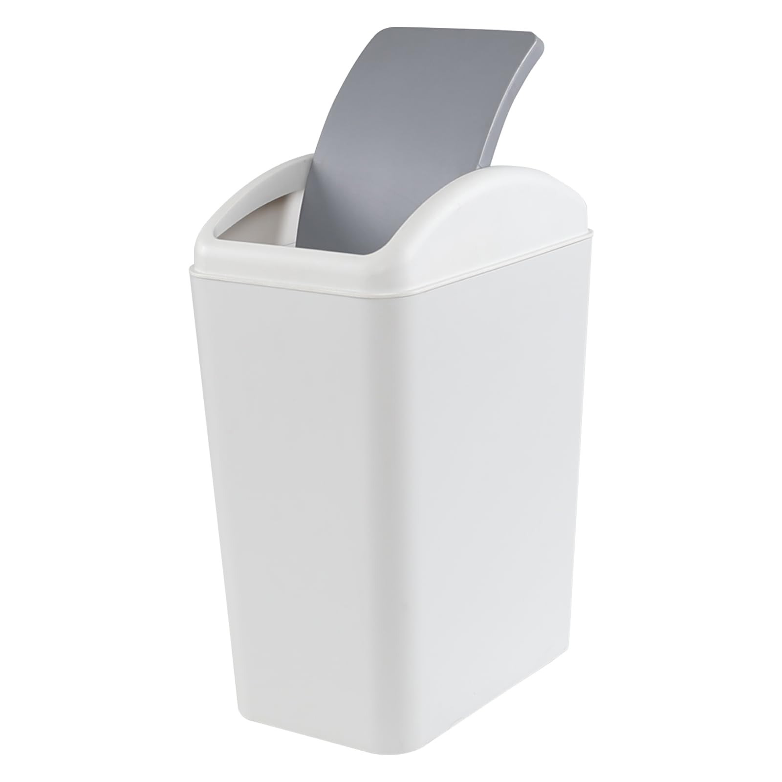 Nicesh 2.6 Gallon Swing Top Trash Can, 10 L Plastic Garbage Can with Swing Lid (Grey)