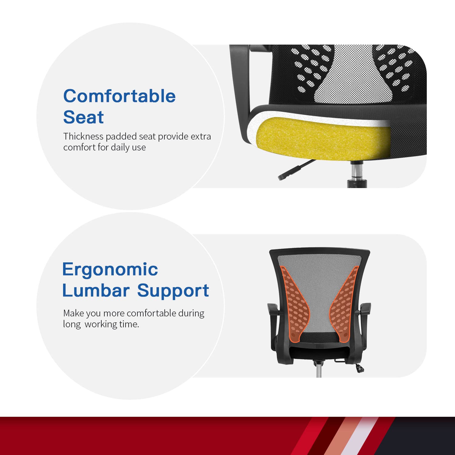 FDW Drafting Chair Tall Office Chair Ergonomic Office Chairs Adjustable Height Rolling Swivel Computer Task Chair Mesh Desk Chair with Arms Foot Rest Back Support (Black)