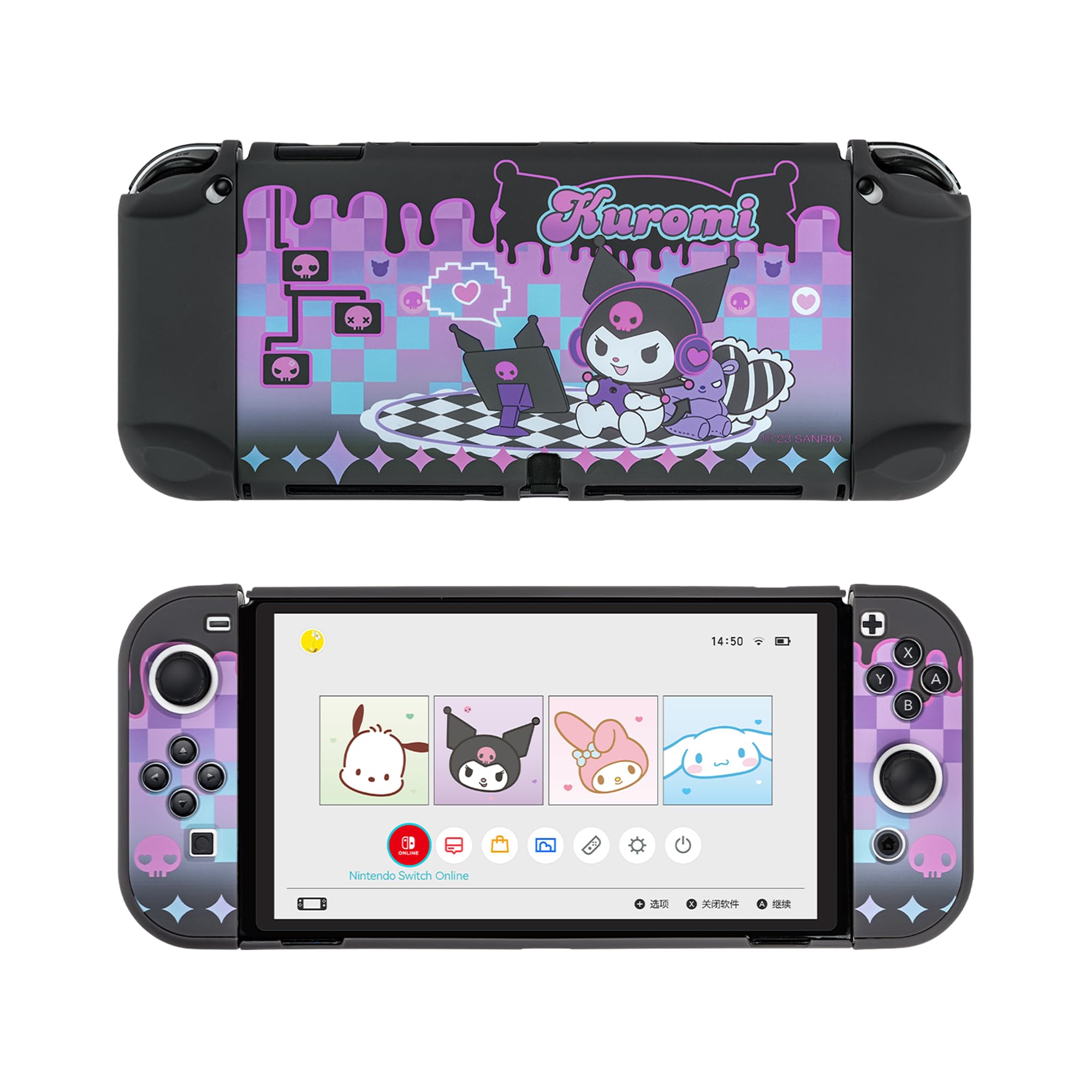 YOCORE Cute Slim Switch OLED Protective Case Cover Dockable Protective Case Compatible with Switch OLED,Anti-Scratch and Shock-Absorption Design Cover Skin -KLM Play Time