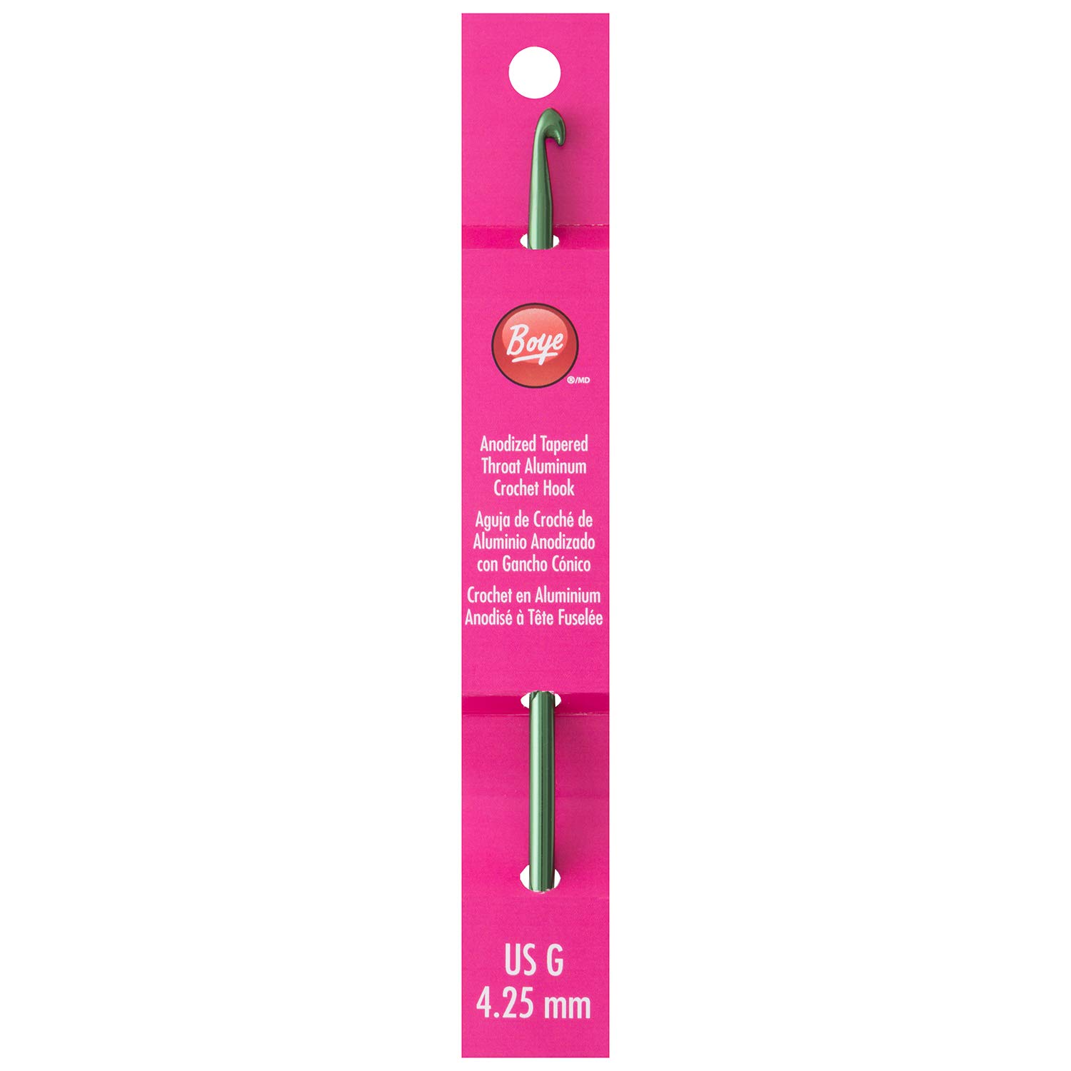 Boye 332621800GM Aluminum Crochet Hook, Size G, 4.25 mm, 6'', Pink