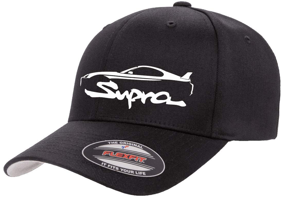 1992-02 Toyo Supra Sports Car Outline Design Flexfit 6277 Athletic Baseball Fitted Hat Cap Black L/XL