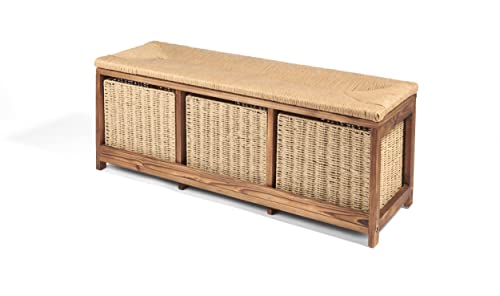 Badger Basket Woven Top and Baskets-Brown Kid's Storage Bench