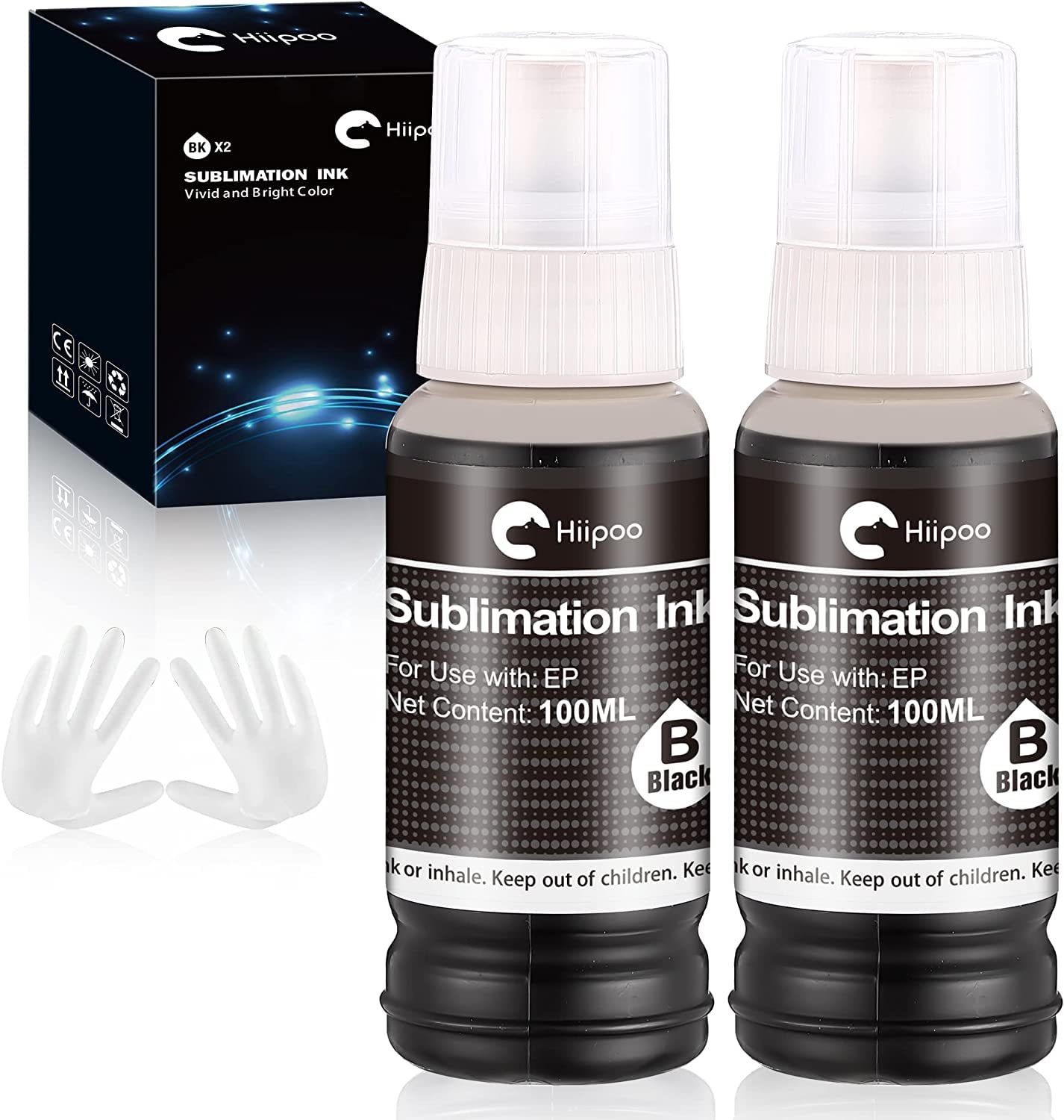 Hiipoo Sublimation Ink for EcoTank Supertank Inkjet Printers ET-2720 ET-2760 ET-2800 ET-2803 ET-3760 ET-4700 ET-4800 ET-7720 ET-2400 Heat Press Transfer on T-Shirt Mug Mask Printer(Autofill/Anti-UV)