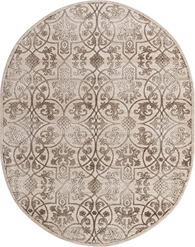 Rugs.com Nepal Collection Rug β 8X10 Oval Dark Beige Medium Rug Perfect for Living Rooms, Large Dining Rooms, Open Floorplans