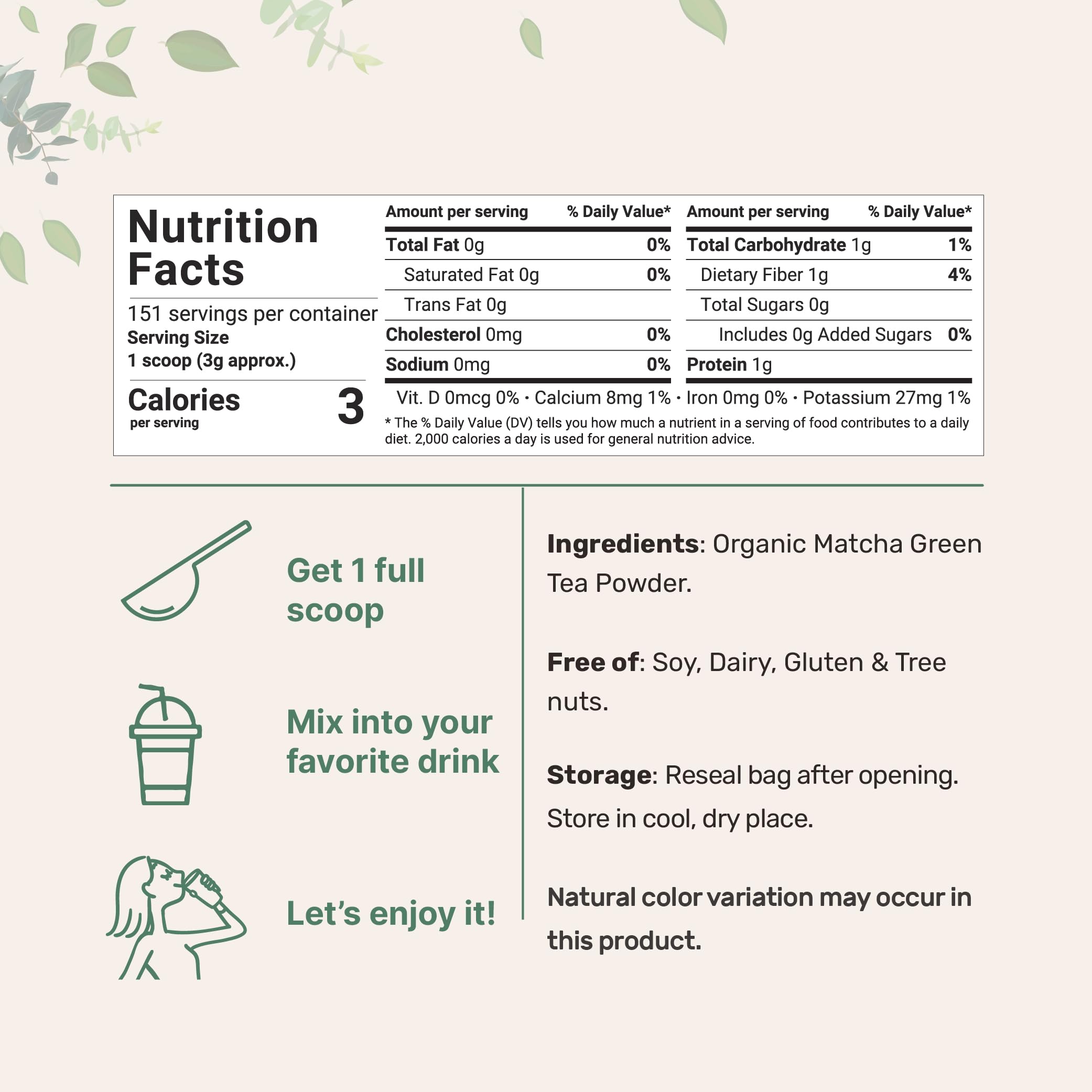 Organic Matcha Green Tea Powder, 1 Pound (16 Ounce), Culinary Grade, First Harvest Authentic Japanese Origin, 100% Pure Matcha for Smoothies, Latte and Baking, Unflavored, Non-Irradiation