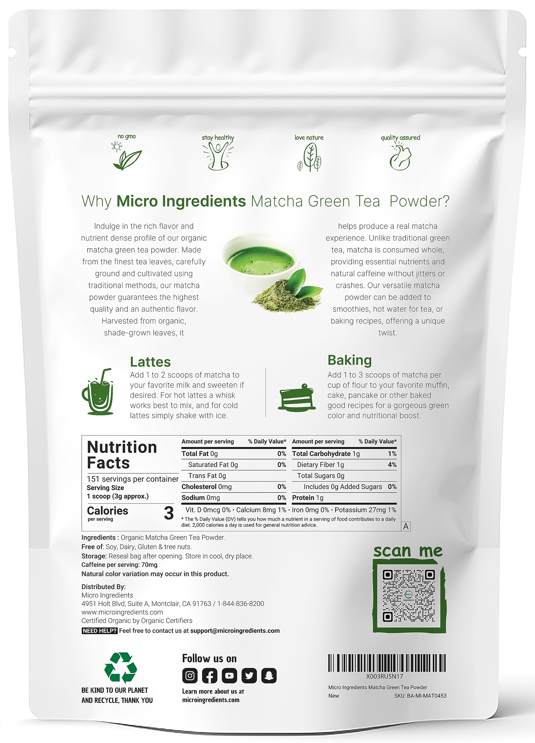 Organic Matcha Green Tea Powder, 1 Pound (16 Ounce), Culinary Grade, First Harvest Authentic Japanese Origin, 100% Pure Matcha for Smoothies, Latte and Baking, Unflavored, Non-Irradiation