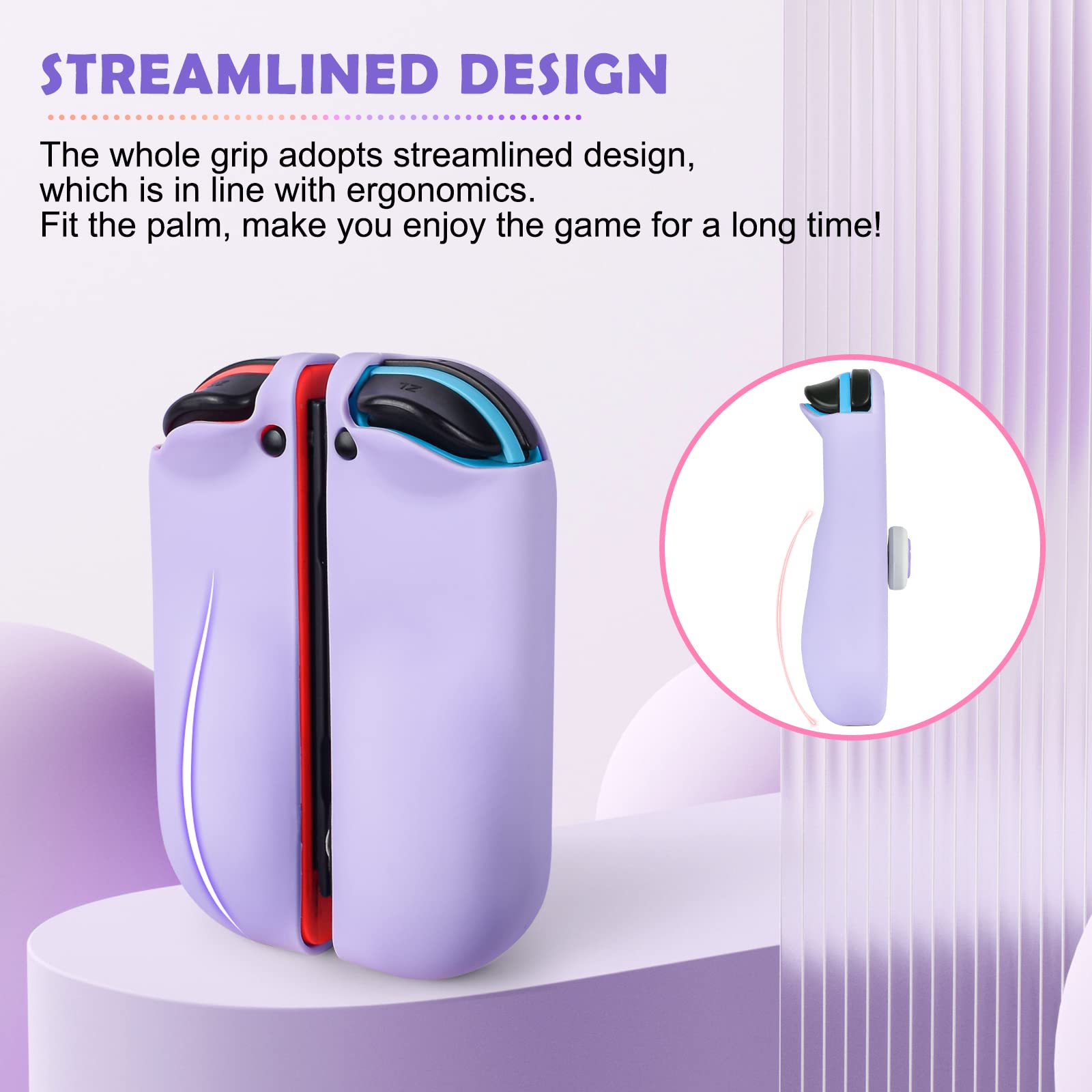 DLseego Little Devil Rabbit Switch Protective Case Soft TPU Shell Shockproof Scratch Resistant Cover Joy Con Skin with 4PCS Lovely Bunny & Cat Paw Thumb Grips Caps for Switch 2017-4 Photos Purple