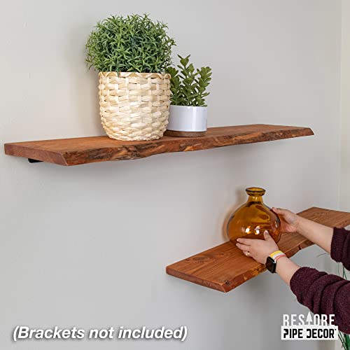 PIPE DECOR 36β Sustainable Sunset Cedar Live Edge Wood Shelf (Wood Only) 2-Pack
