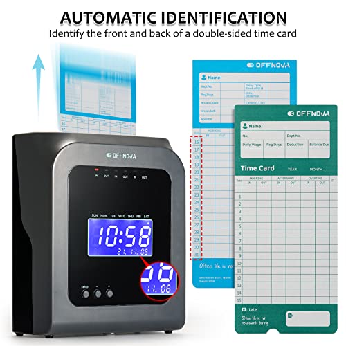 OFFNOVA Im·Pulse Thermal Time Clock for Employees Small Business, No Ink Ribbons or Network Needed, in/Out Time Attendance Machine with 50 Time Cards