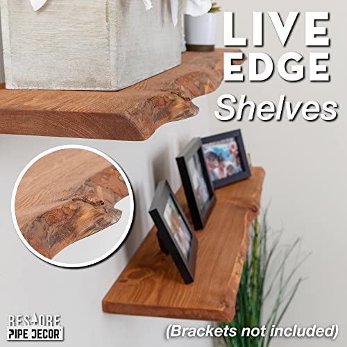 PIPE DECOR 36β Sustainable Sunset Cedar Live Edge Wood Shelf (Wood Only) 2-Pack