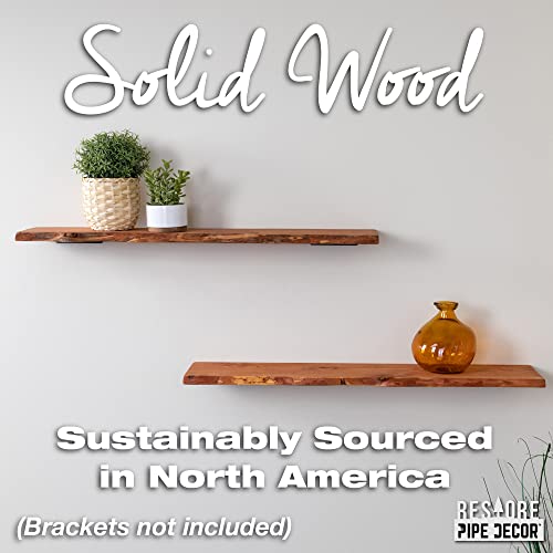 PIPE DECOR 36β Sustainable Sunset Cedar Live Edge Wood Shelf (Wood Only) 2-Pack