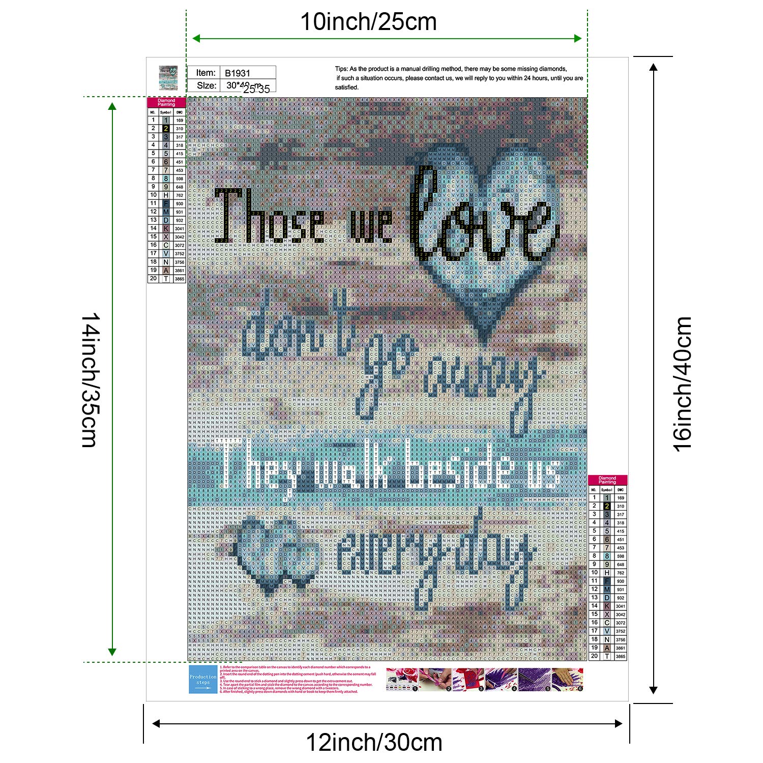 UPINS DIY 5d Love Diamond Art Painting Kit for Adults, Love Theme Round Full Drill Craft Diamond Dots Dotz Painting Canvas Supply for Home Wall Decor, 12X16in