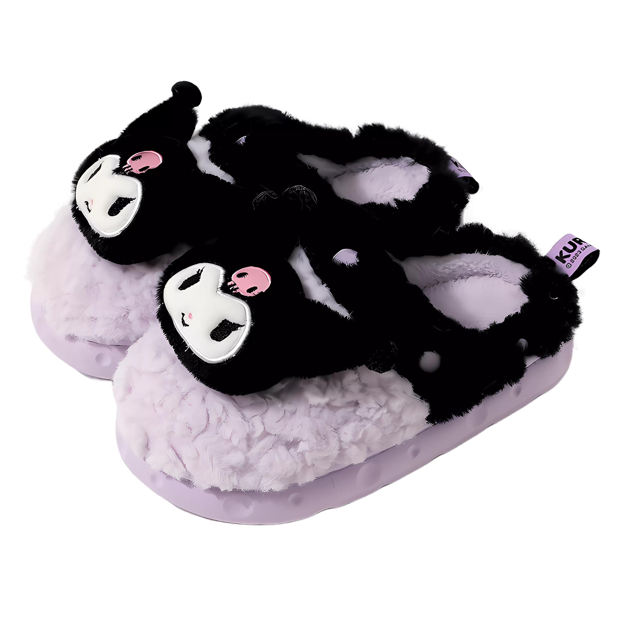 Cartoon Slippers Anime Plush Slippers Indoor Winter Non-Slip Warm Shoes Suitable For Big Kids Or Women's Purple38/39