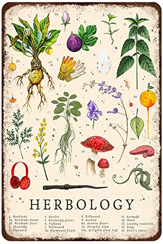 Rustic Retro Metal Tin Sign Herbology Poster Plant Magic Home Decor Wall Art Vintage Retro Metal Tin Sign Kitchen Home Parlor Wall Plaque Poster 8 x 12 Inch