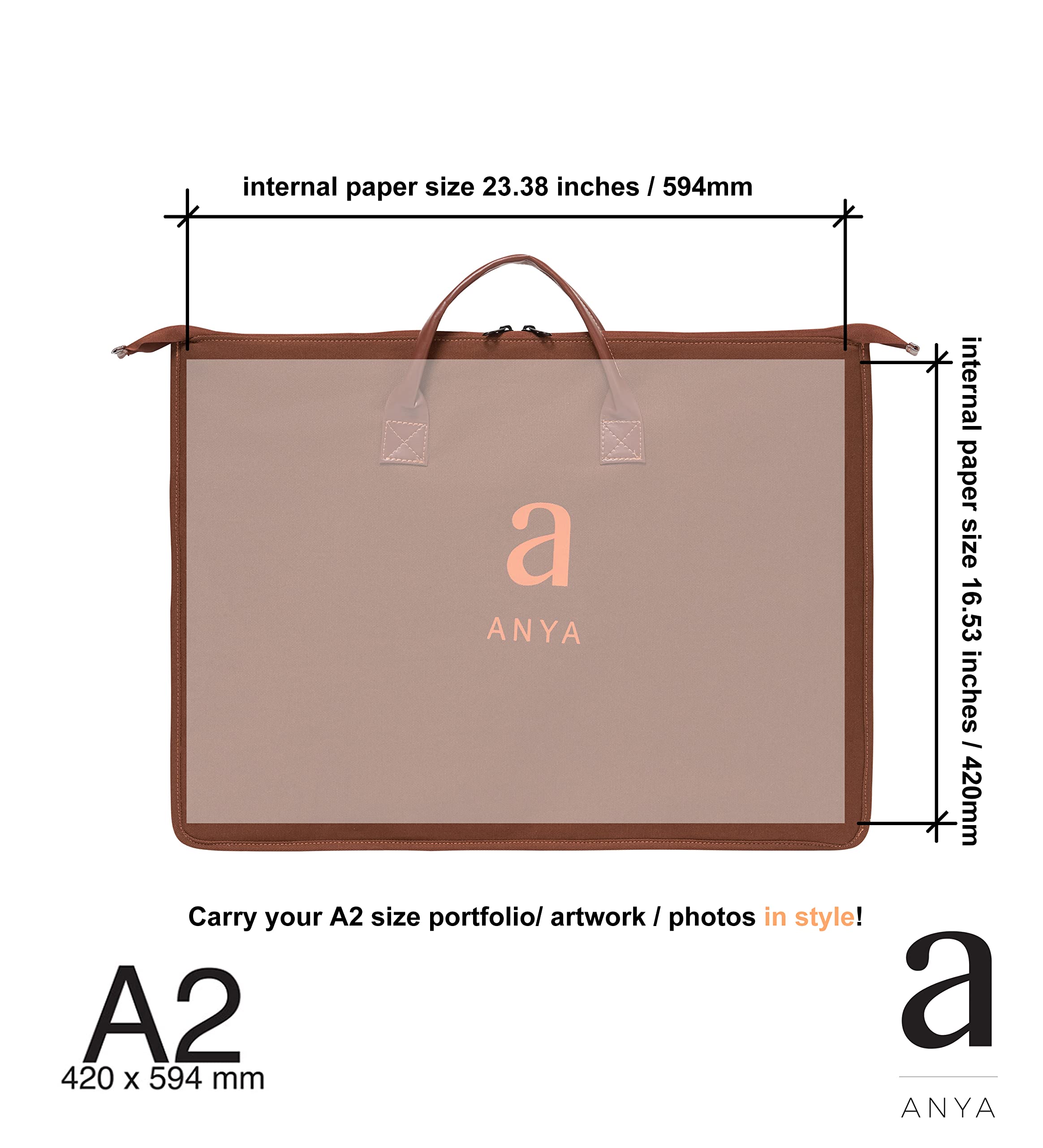 Art Portfolio bag, artist carrying bag, storage bag for artwork, posters with zipper and handles, light weight art bag for professionals, students. Anya Konst
