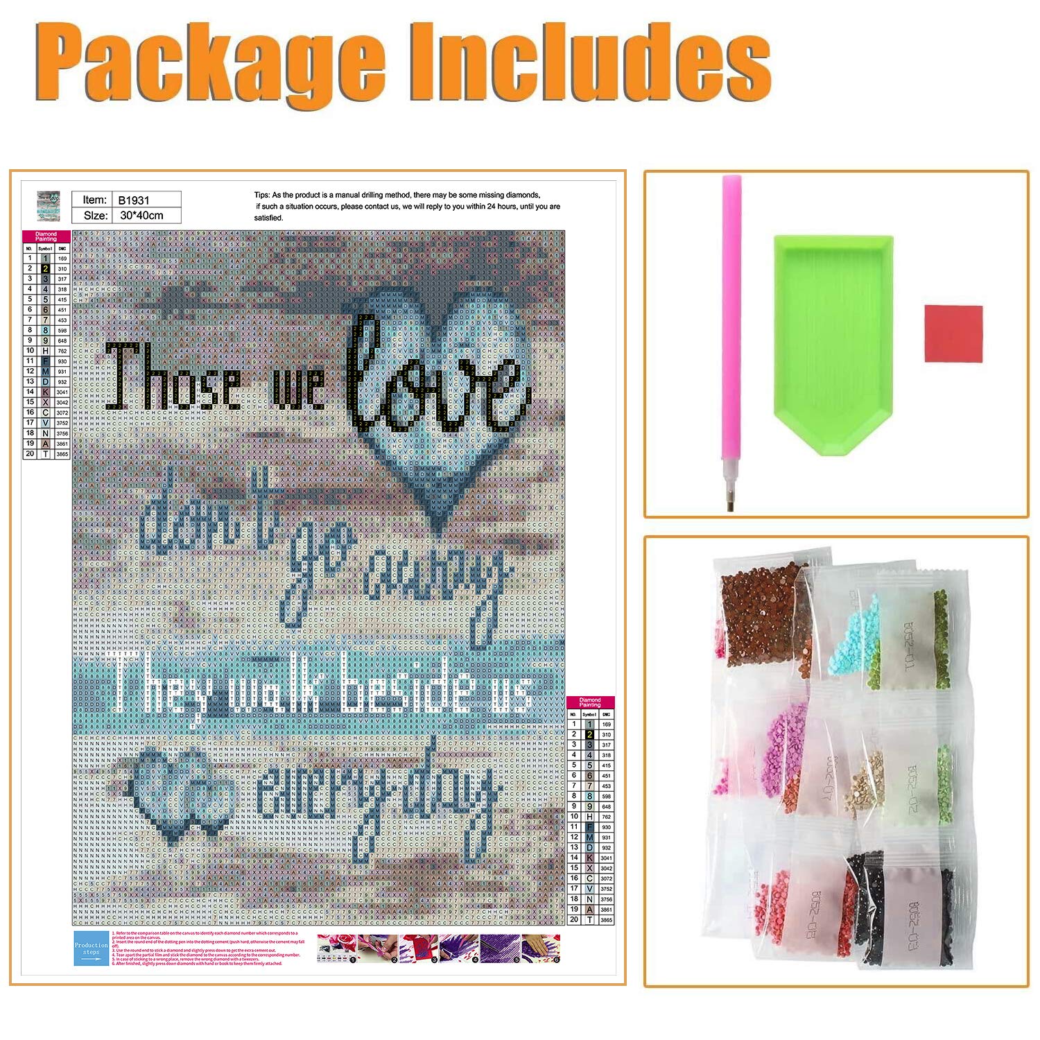 UPINS DIY 5d Love Diamond Art Painting Kit for Adults, Love Theme Round Full Drill Craft Diamond Dots Dotz Painting Canvas Supply for Home Wall Decor, 12X16in