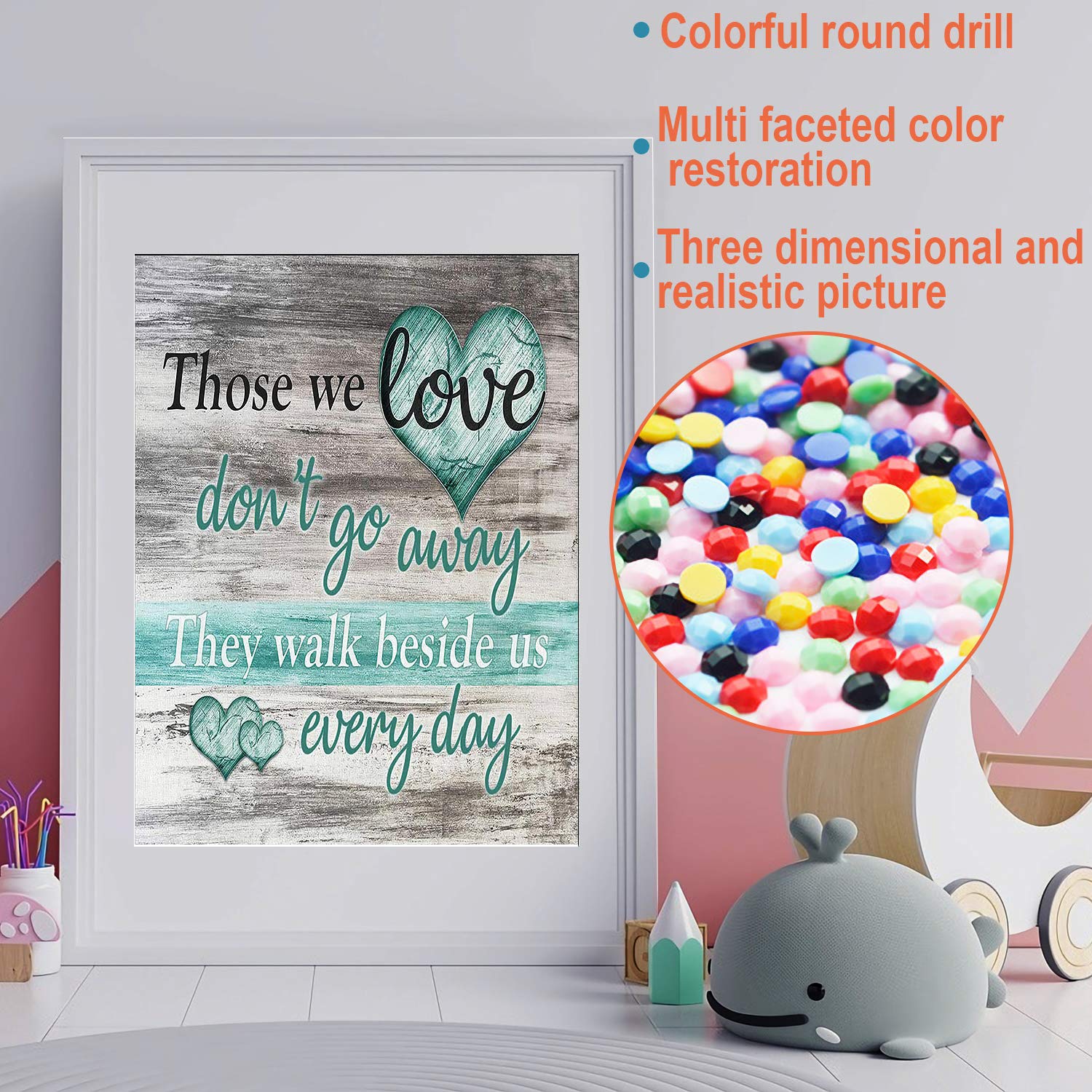 UPINS DIY 5d Love Diamond Art Painting Kit for Adults, Love Theme Round Full Drill Craft Diamond Dots Dotz Painting Canvas Supply for Home Wall Decor, 12X16in