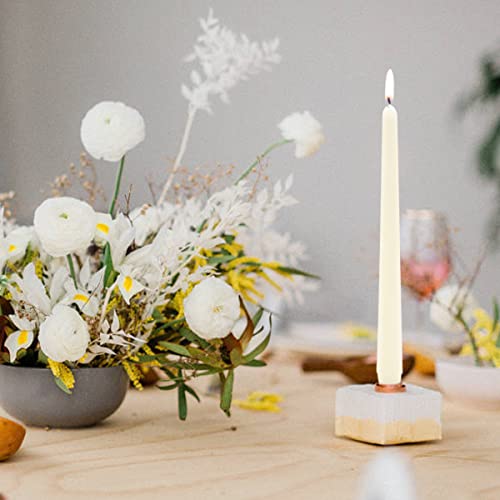 12 Pack Unscented Ivory Taper Candles - 10 Inch Tall Candle Sticks - Dripless Long Burning Candles for Dinner Table, Weddings, Home Decoration, Holidays - 10 Hour Burn Time