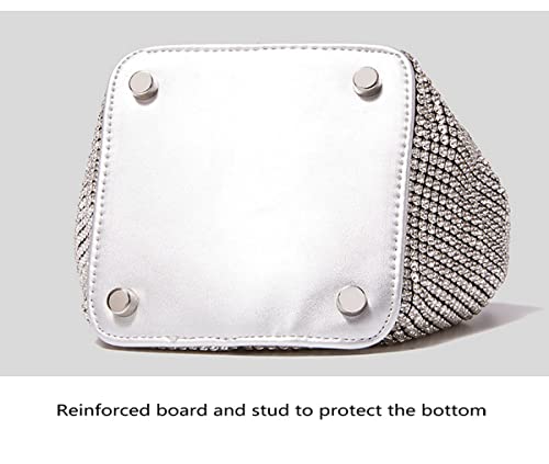 Allsolvable Rhinestone Mini Bag Women Blingbling Sparkle Purse Crystal Clutch Handbags Silver Party Prom Wedding