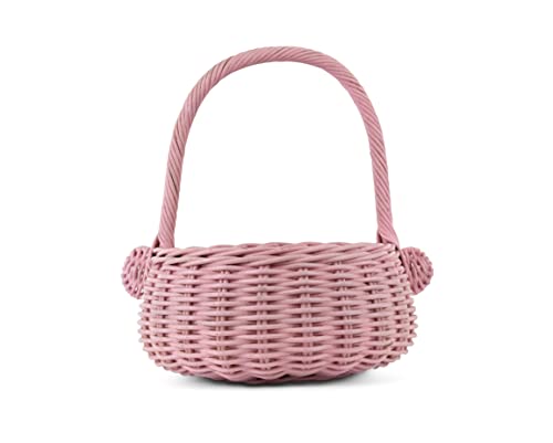 G6 COLLECTION Hand Woven Pig Rattan Basket Decorative Home Decor Bin Organizer Storage Cute Handmade Handcrafted Gift Art Decoration Wicker (Piggy Easter Basket)