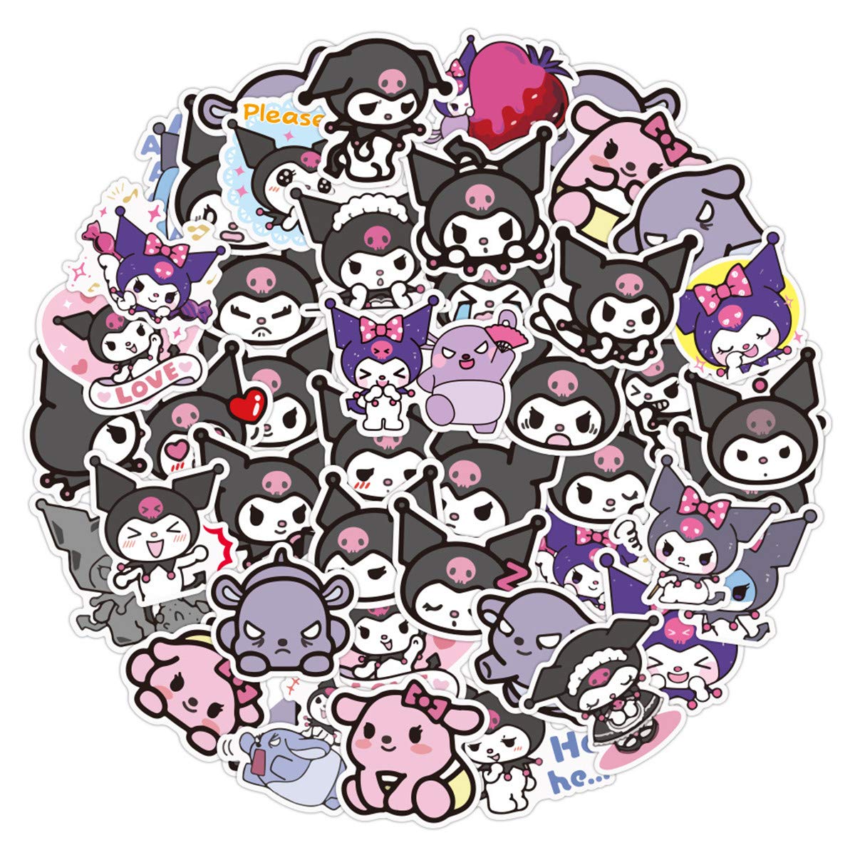 Kuromi Stickers for Laptop and Computer【50 PCS】Anime Cartoon Waterproof Vinyl Stickers for Water Bottle Car Bumper Luggage,Cute Graffiti Decals for Teens Girls Boys (Kuromi)