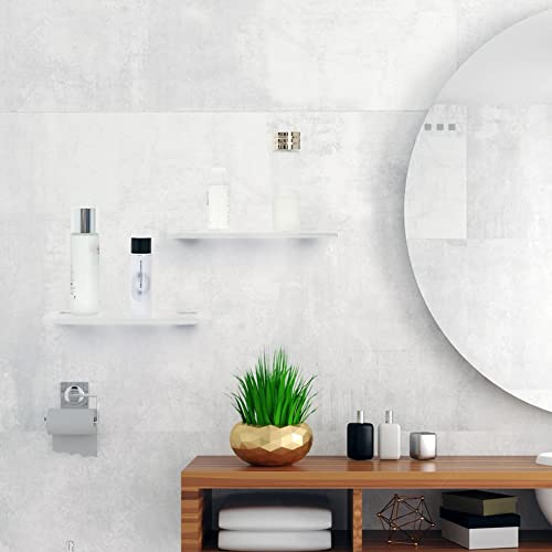 maulehua 12 Inch Clear Acrylic Floating Shelves with Invisible Metal Brackets Floating Wall Mounted Shelf for Bathroom, Living Room and Kitchen Set of 2