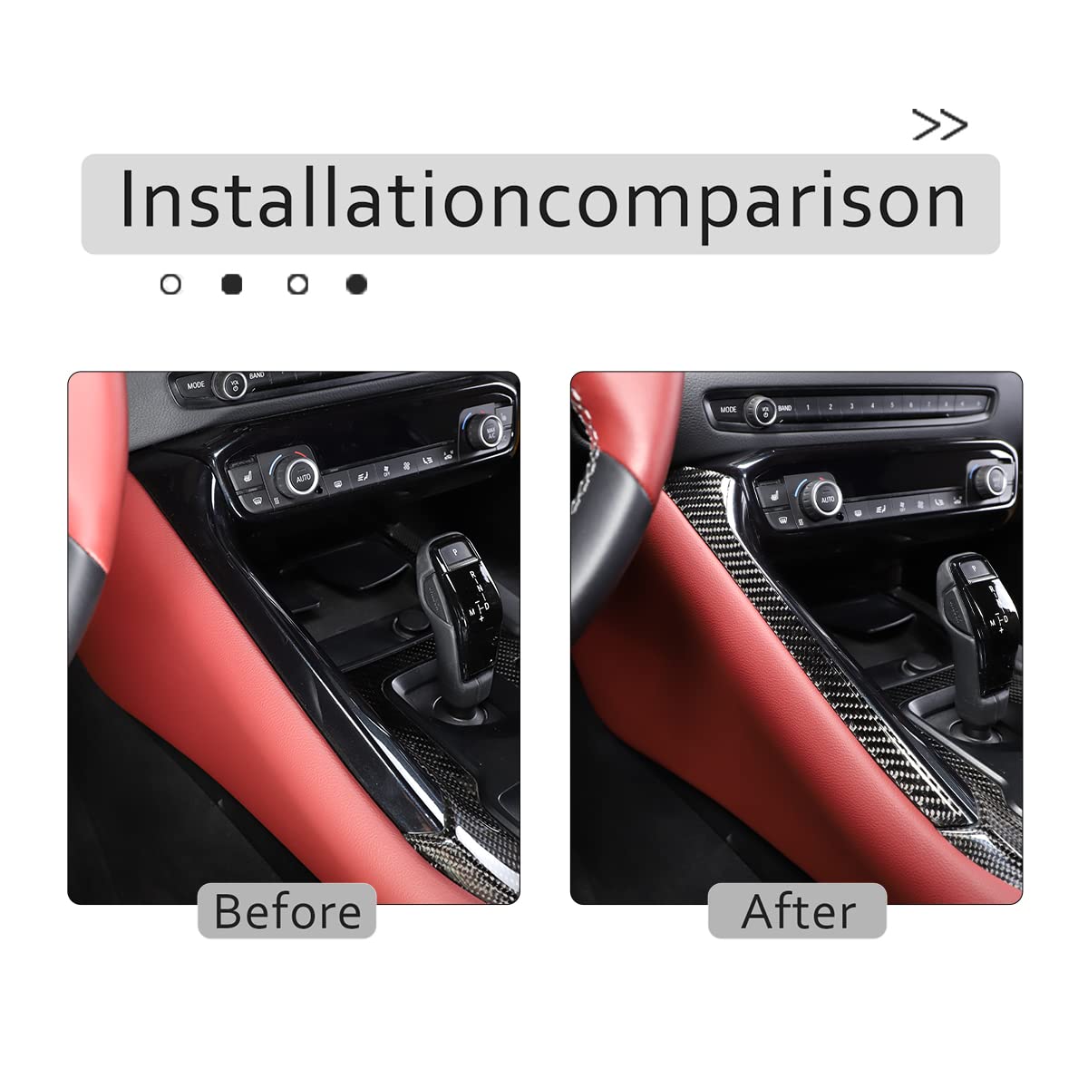 Real Carbon Fiber Gear Shift Left Trim Strip Fit for Toyota Supra GR A90 A91 MK5 2019-2024, Console Gear Shift Decorative Strip Sticker, 1PCS (Black)