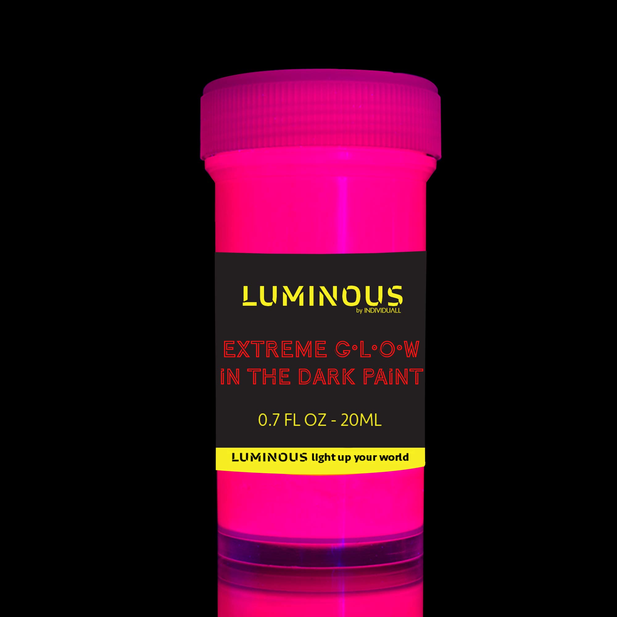 individuall Fabric Paint for Clothes - Set of 8 Neon, 20mL, Black Light Glow in the Dark Paint Colors for Clothes, Textile and Canvas - Gifts for Artists