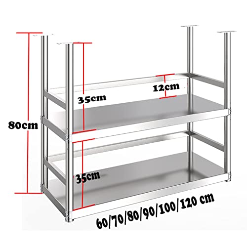 6 Sizes,Ceiling Mount Shelf, Industrial Stainless Steel Kitchen Shelf, Hanging Floating Shelf, Restaurant Bar Display Stand/Decorative Storage Rack (Size : 90 * 35 * 80cm)