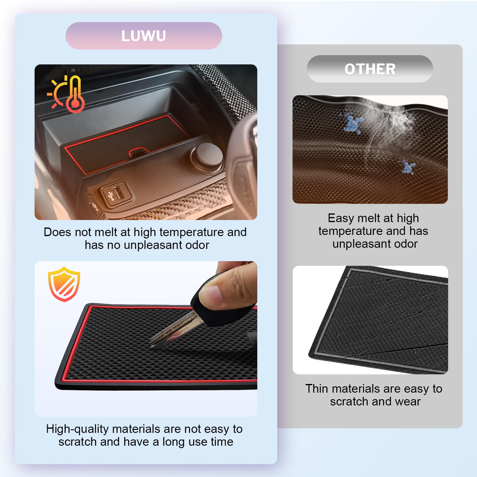 2020-2025 Toyoat Supra GR Center Console Liners Mats Cup Holder Inserts Mats Non-Slip Center 2025 Supra GR Console Shifter Liner Trim Mats Anti-dust Door Pocket Liners Accessories 8 PCS(Red)