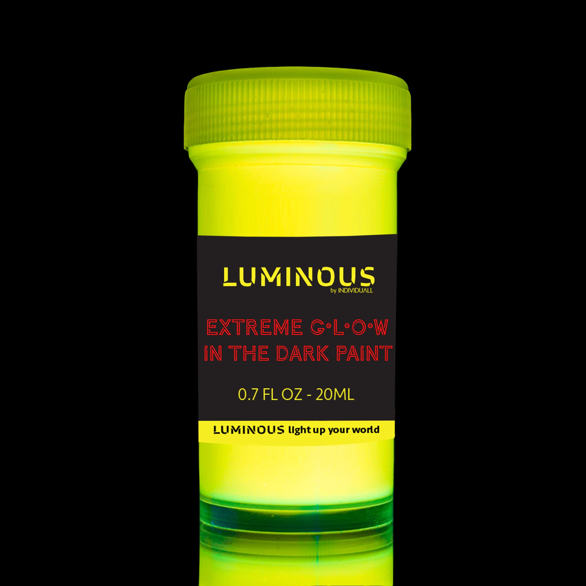 individuall Fabric Paint for Clothes - Set of 8 Neon, 20mL, Black Light Glow in the Dark Paint Colors for Clothes, Textile and Canvas - Gifts for Artists