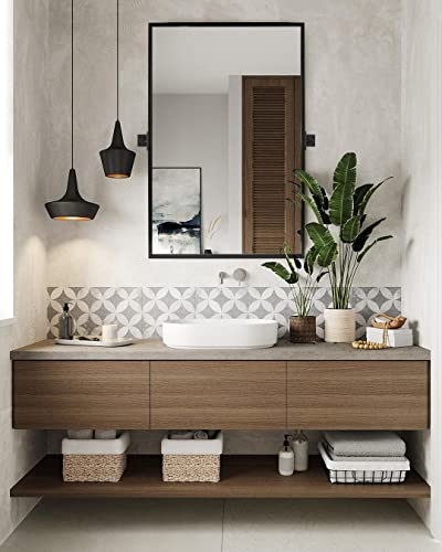ANDY STAR Black Pivot Mirror, Rectangle Pivoting Mirror 24x36β Tilt Mirror Rectangular Pivot Mirror 1β Deep Set Design, Modern Farmhouse Tilting Mirror for Wall Hangs Vertical(Overall 27.75" x 36")