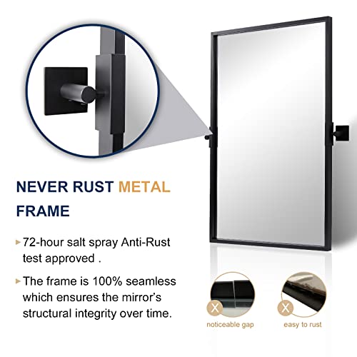 ANDY STAR Black Pivot Mirror, Rectangle Pivoting Mirror 24x36β Tilt Mirror Rectangular Pivot Mirror 1β Deep Set Design, Modern Farmhouse Tilting Mirror for Wall Hangs Vertical(Overall 27.75" x 36")
