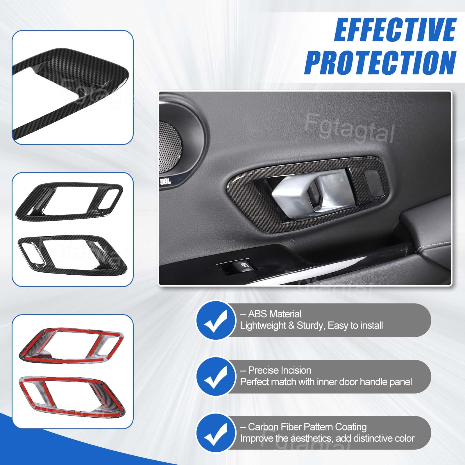 Fit for Toyota Supra GR A90 A91 MK5 2019-2024 Inner Door Handle Frame, ABS Door Inner Grab Handle Trim Cover Sticker, Car Interior Decoration Accessories, 2 PCS (Carbon Fiber Pattern Black)