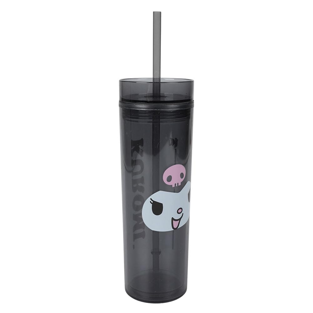 Bioworld Kuromi 16 Oz Slim Acrylic Travel Cup With Straw