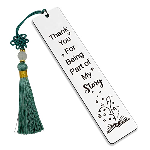 Thank You for Being Part of My Story, Thank You Teacher Appreciation Metal Bookmark with Tassel for Teacher Tutor Friends Coworker Boss Teachers Day Christmas Birthday Thanksgiving Gifts