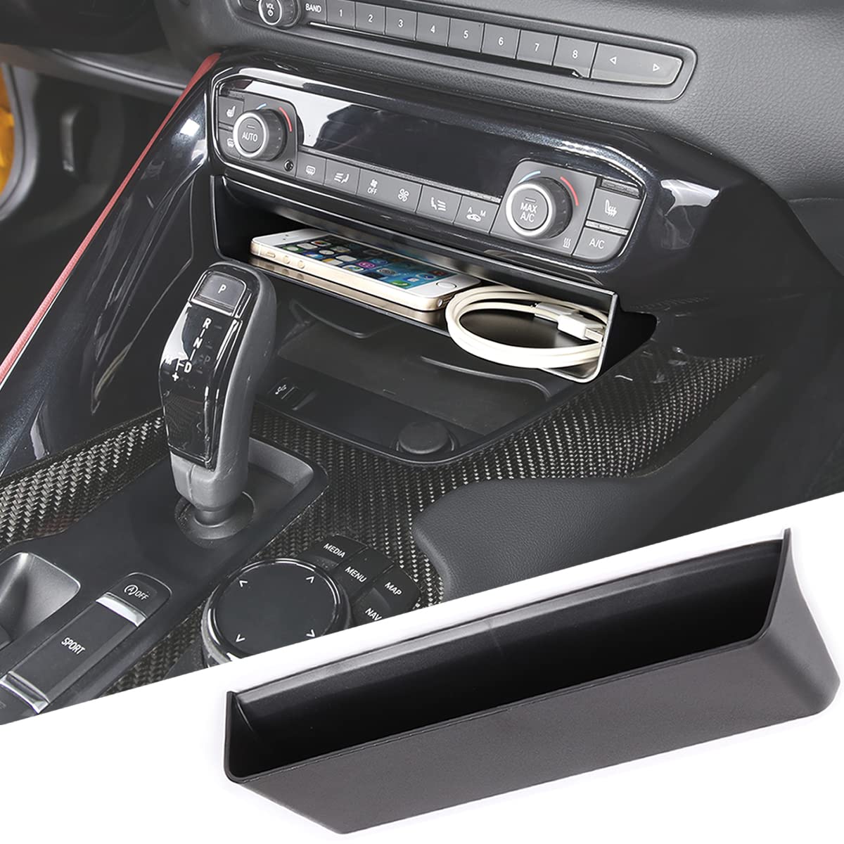 Fgtagtal Fit for Toyota Supra GR A90 A91 MK5 2019-2024 Center Console Storage Box, ABS Console Storage Tray Organizer, Auto Interior Storage Accessories, 1PCS, Black