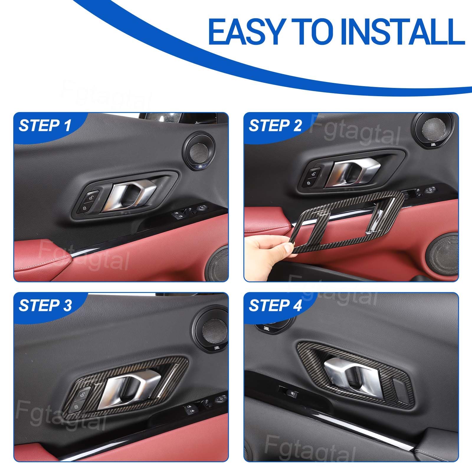 Fit for Toyota Supra GR A90 A91 MK5 2019-2024 Inner Door Handle Frame, ABS Door Inner Grab Handle Trim Cover Sticker, Car Interior Decoration Accessories, 2 PCS (Carbon Fiber Pattern Black)