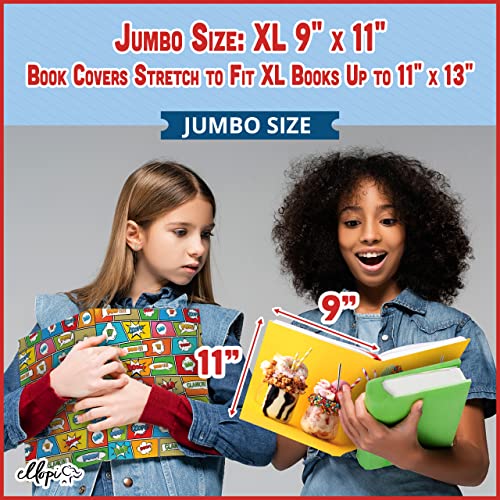 Easy Apply Stretchable Book Cover 1 Pack Magenta. Jumbo Jacket Fits Most Hardcover Textbooks Up to 9" x 11". Adhesive-Free, Nylon Fabric Protectors. Washable and Reusable School Supply for Students