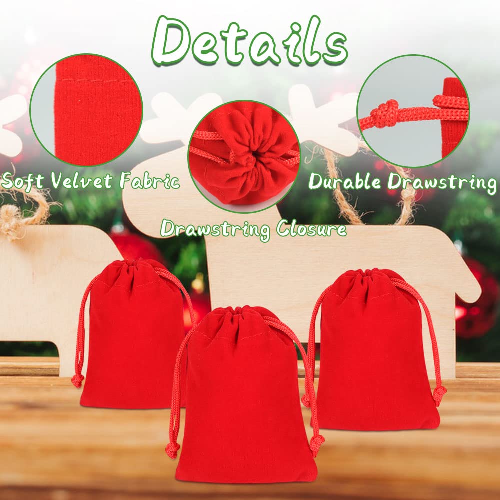 Shintop 10 Pack Velvet Drawstring Bags for Christmas Wedding Gift Bags Velvet Cloth Jewelry Pouches (2.75” x 3.54” , Red)