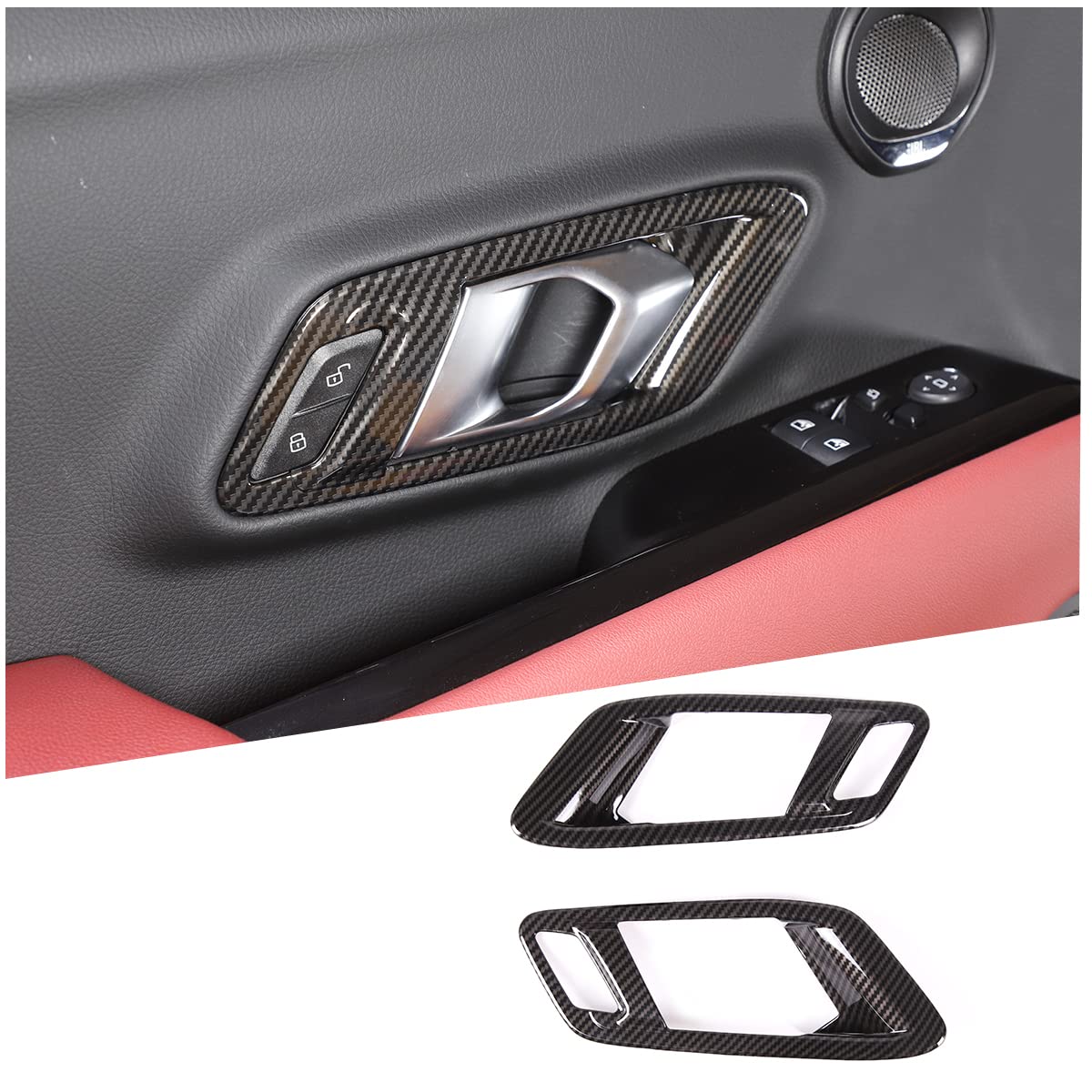 Fit for Toyota Supra GR A90 A91 MK5 2019-2024 Inner Door Handle Frame, ABS Door Inner Grab Handle Trim Cover Sticker, Car Interior Decoration Accessories, 2 PCS (Carbon Fiber Pattern Black)