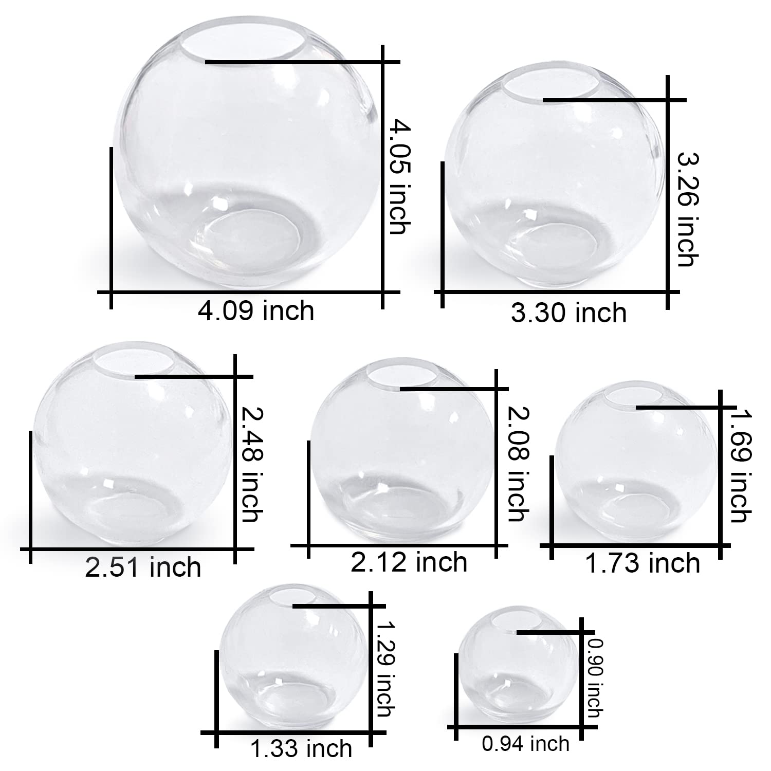 RESINWORLD Set of 4", 3", 2.5", 2", 1.7", 1.3", 0.9" Clear Silicone Sphere Molds, Large 3D Seamless Sphere Silicone Molds for Resin Casting, Round Ball Orbs Epoxy Resin Mold for Jewelry, Soap, Candle