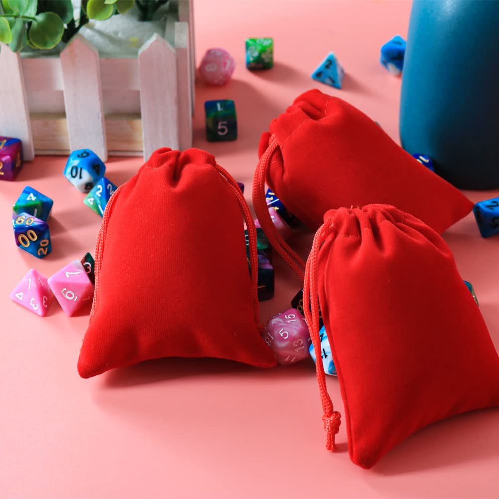 Shintop 10 Pack Velvet Drawstring Bags for Christmas Wedding Gift Bags Velvet Cloth Jewelry Pouches (2.75” x 3.54” , Red)