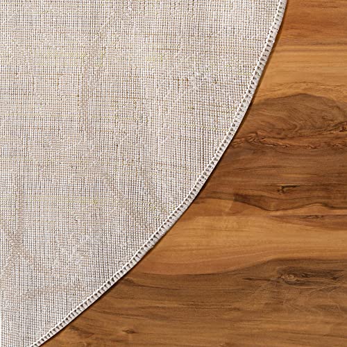Rugs.com Nepal Collection Rug β 5 Ft Round Snow White Medium Rug Perfect for Kitchens, Dining Rooms