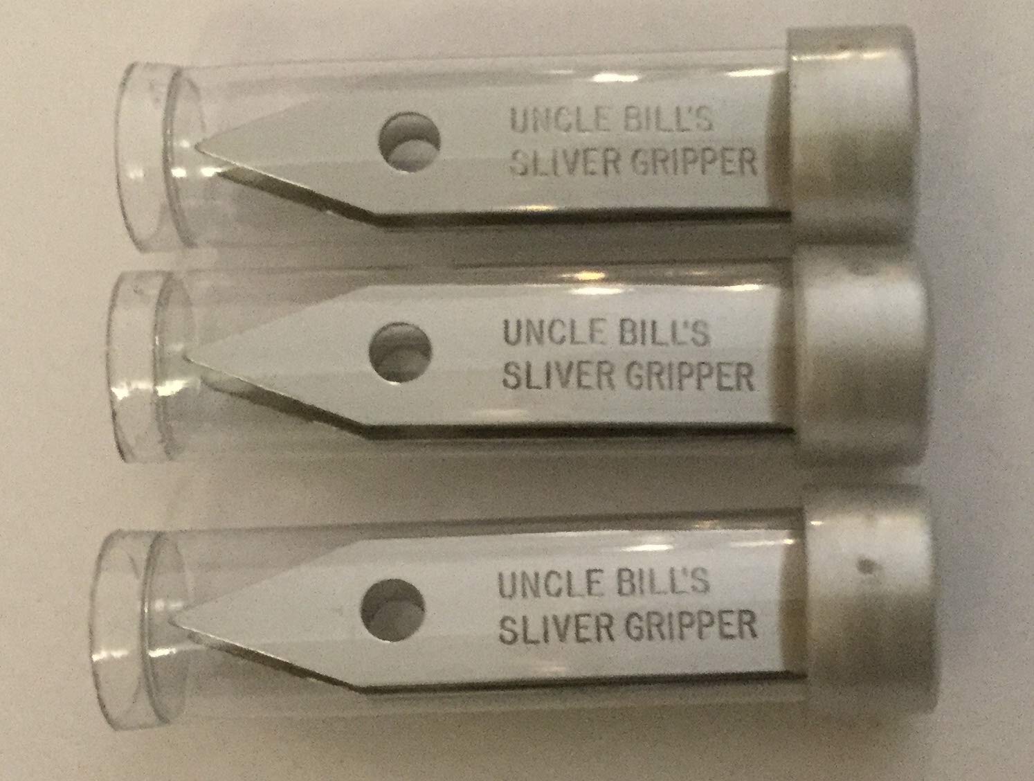 3 Pack Uncle Bill's Sliver Gripper Precision Tweezers in a Recloseable Tube