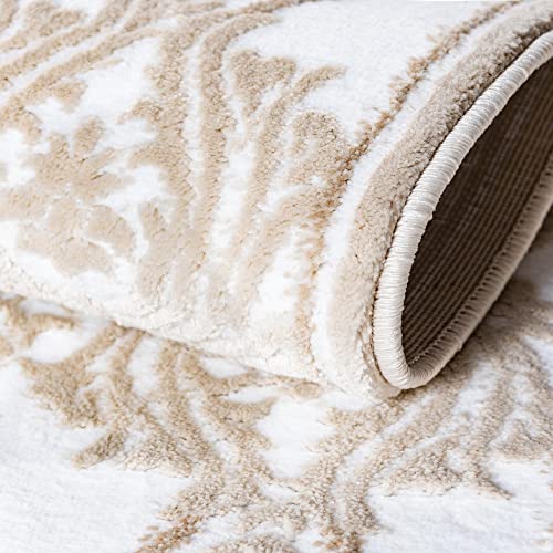Rugs.com Nepal Collection Rug β 5 Ft Round Snow White Medium Rug Perfect for Kitchens, Dining Rooms