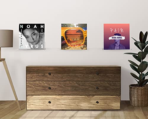 INTELLIMADE - Acrylic Vinyl Record Shelf, Wall Mount Album Record Holder, Plexiglass Floating Book Display, Easy Install Acrylic Vinyl Storage Rack for Studio and Homes. 12 inches, 6 - Pack